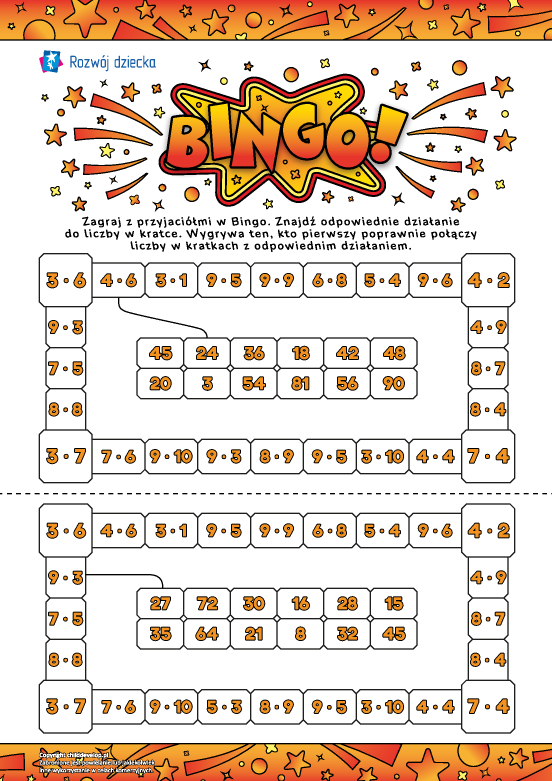 Bingo: tabliczka mnożenia – Rozwój dziecka