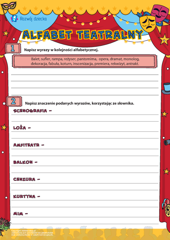 Alfabet teatralny: wzbogacamy zasób słownictwa – Rozwój dziecka