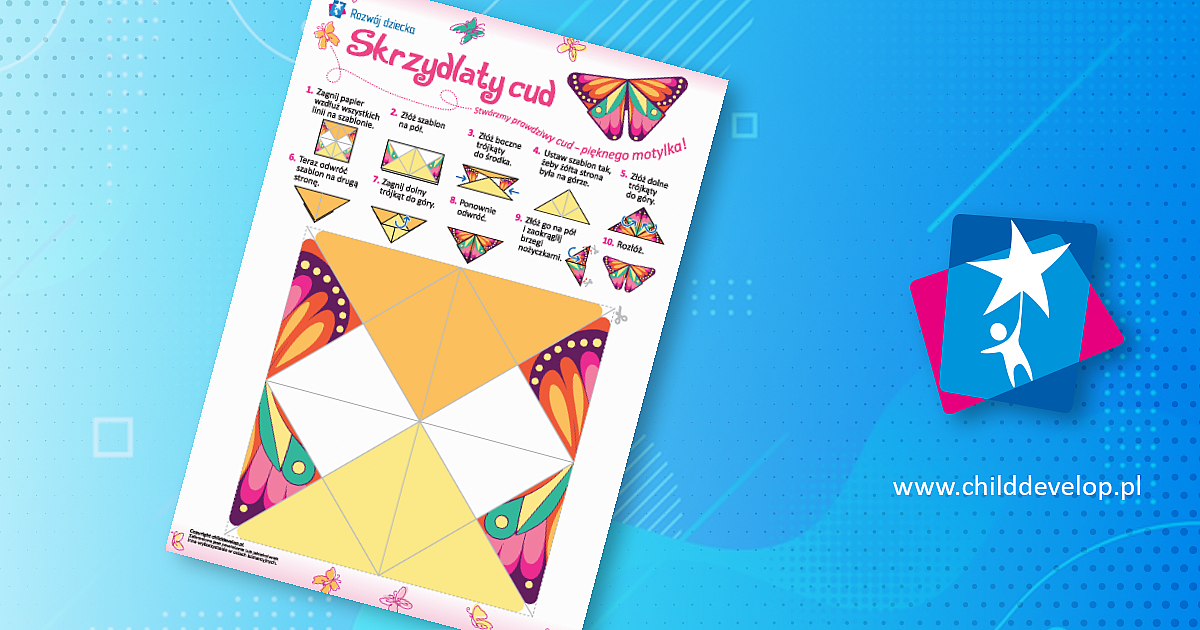 Motyl: origami z papieru – do druku karty pracy Motyl dla rozwoju ...