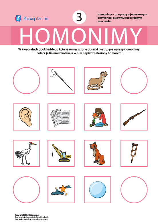 Homonimy nr 3 (żuraw, kula, łaska, ucho) – Rozwój dziecka