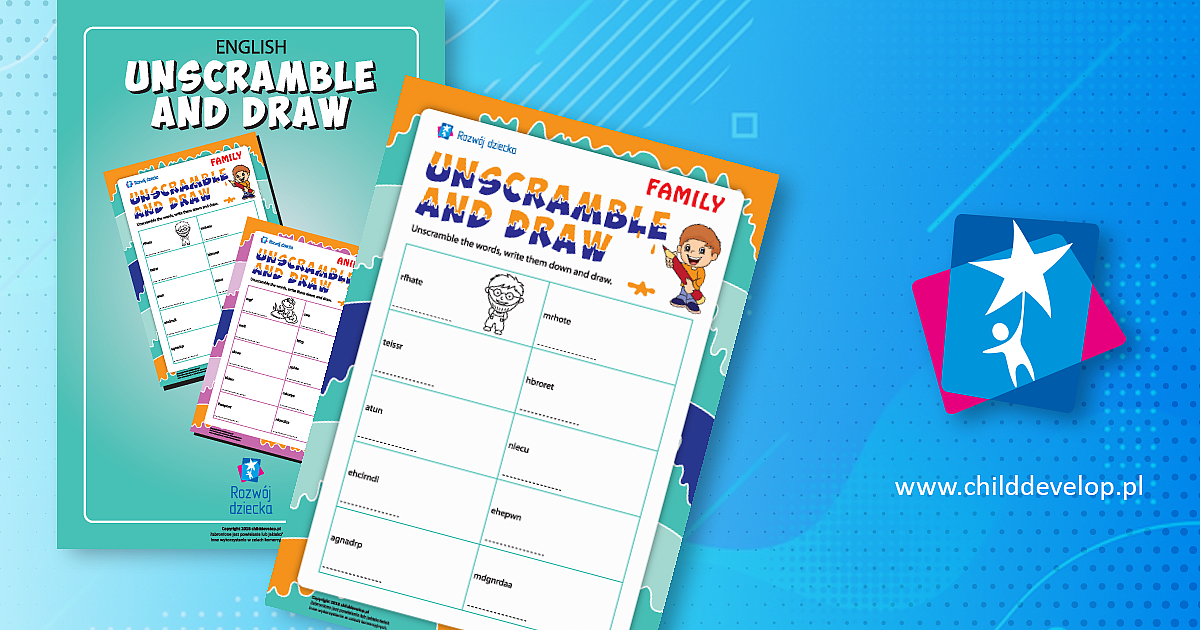 Anagramy po angielsku: rodzina – do druku karty pracy Anagramy dla ...