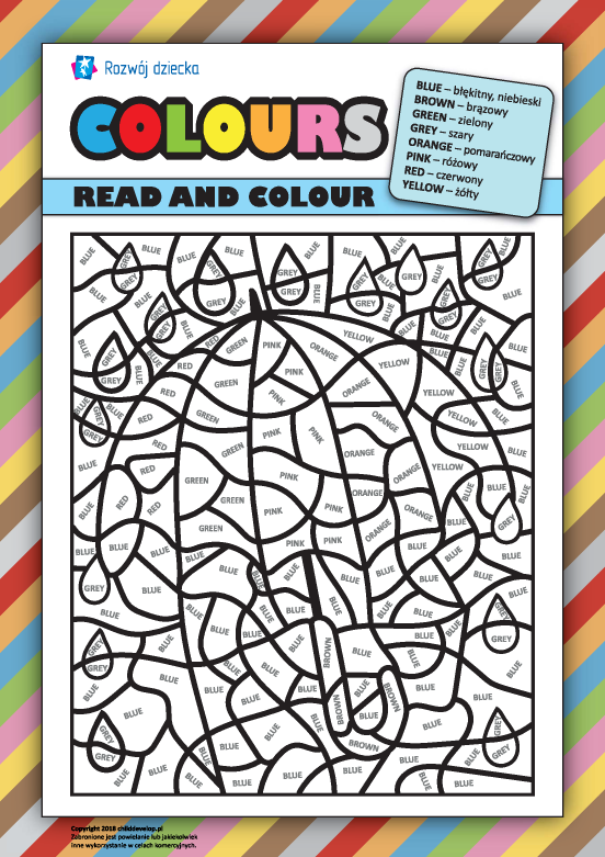 Nazwy kolorów w języku angielskim: pokoloruj rysunek – Rozwój dziecka