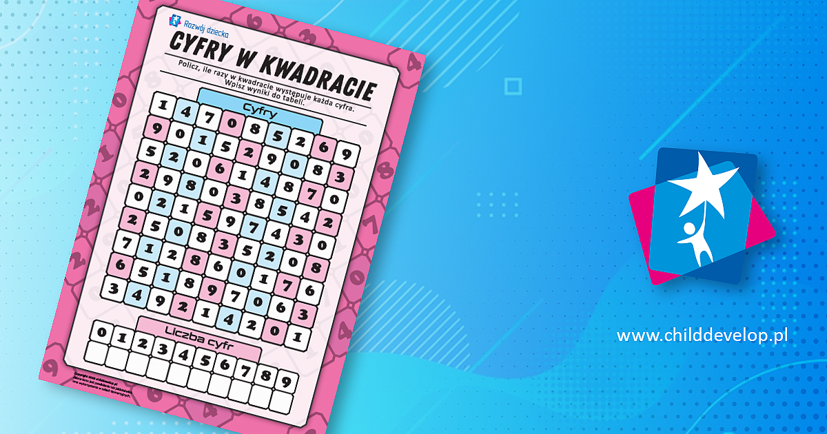 Liczymy cyfry w kwadracie – do druku karty pracy Liczenie do 10 dla ...